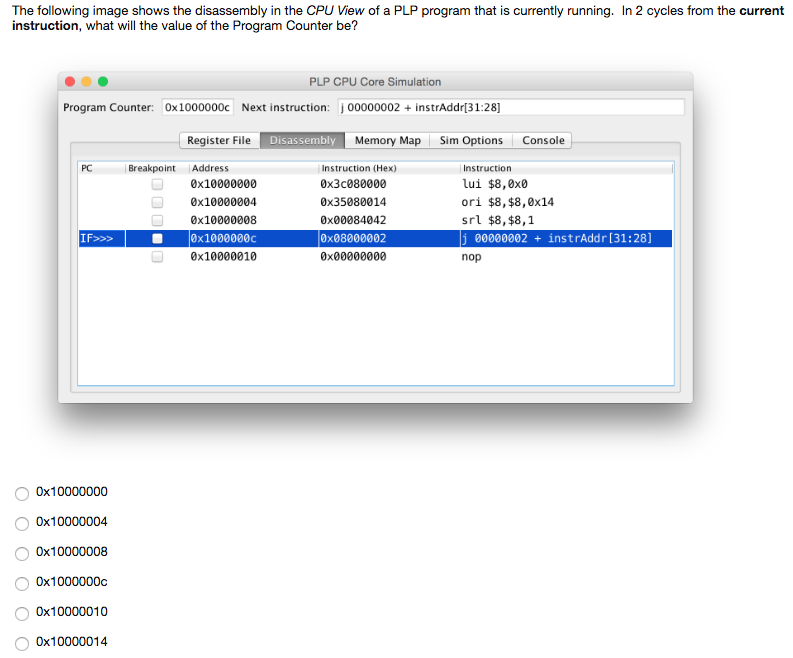 Solved The following image shows the disassembly in the CPU | Chegg.com