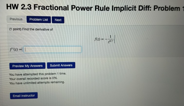 Solved HW 2.3 Fractional Power Rule Implicit Diff: Problem 1 | Chegg.com