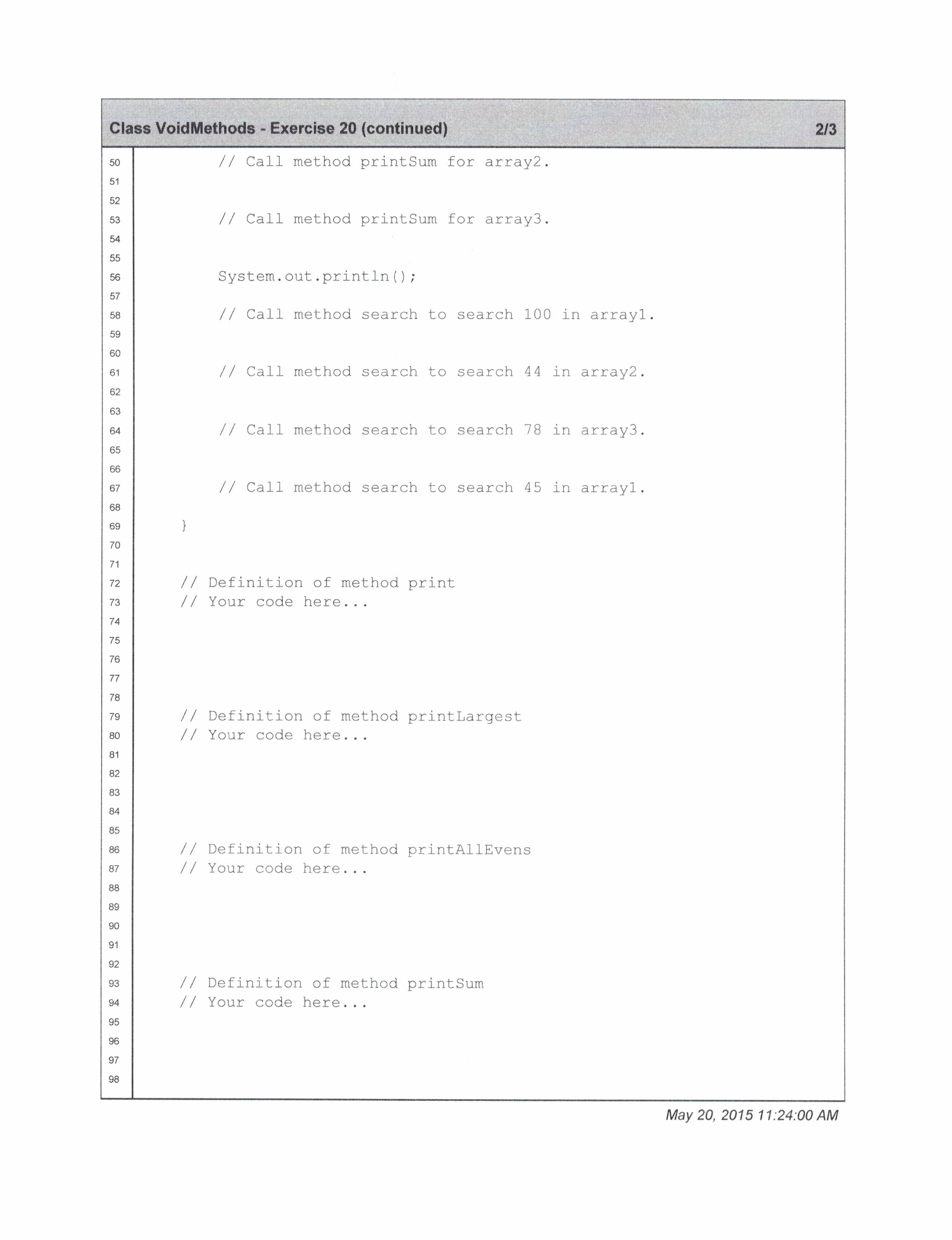 Solved Void Methods Folder name: | Chegg.com