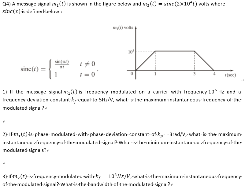 Solved A message signal-m_1(t) is shown in the figure below | Chegg.com