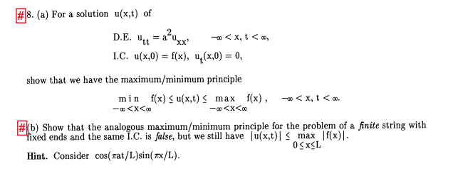 Solved #18, (a) For a solution u(x,t) of 2. LC, u(x,0)=f(x), | Chegg.com