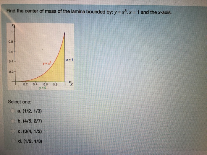 Solved Find The Center Of Mass Of The Lamina Bounded By Y