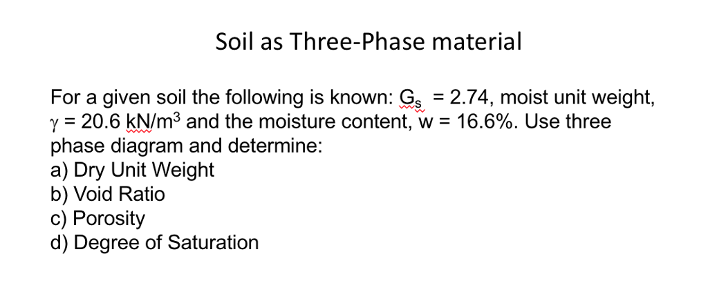 Solved Soil as Three-Phase material For a given soil the | Chegg.com