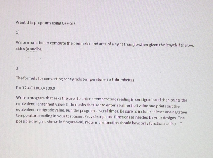 Solved Want this programs using C++ or C 1) Write a function | Chegg.com