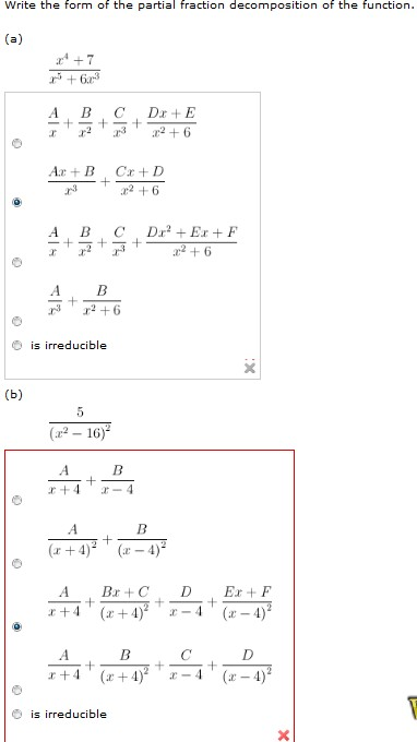 Solved Write the form of the partial fraction decomposition | Chegg.com