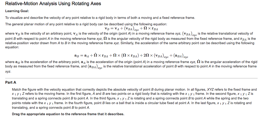 Solved Relative Motion Analysis Using Rotating Axes Learning