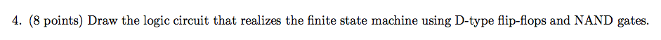 Solved Draw the logic circuit that realizes the finite state | Chegg.com