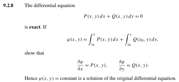 Solved 9.2.8The differential equation P(x, y) dx+Q(x , y) | Chegg.com