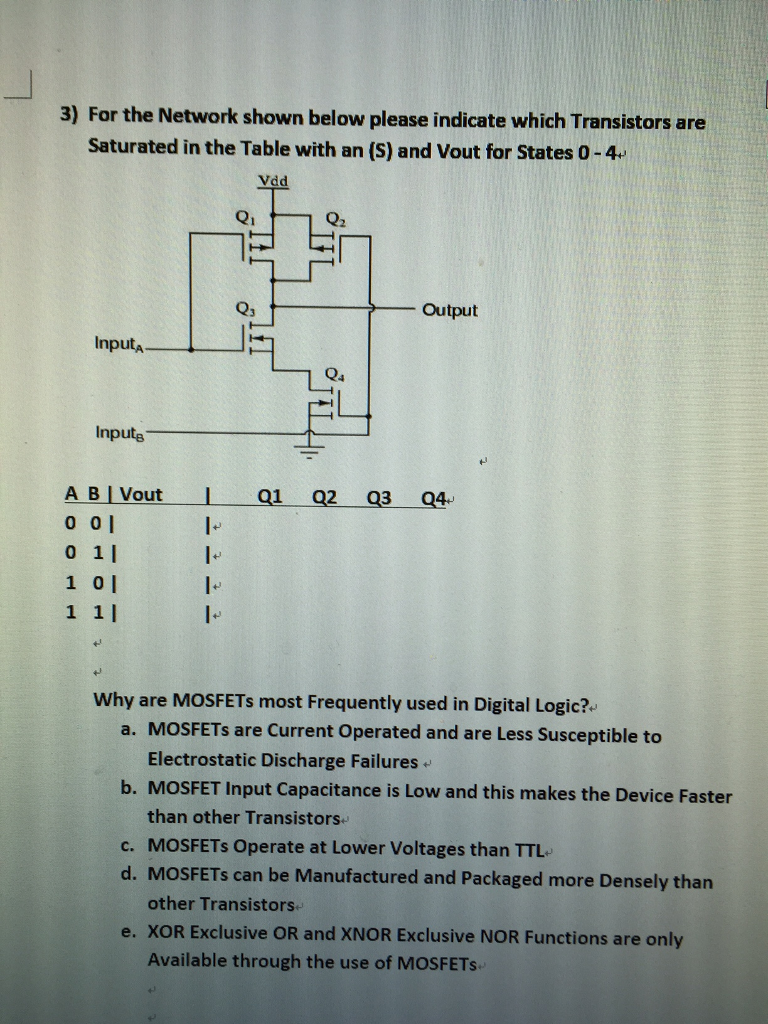 Solved 3) For the Network shown below please indicate which | Chegg.com