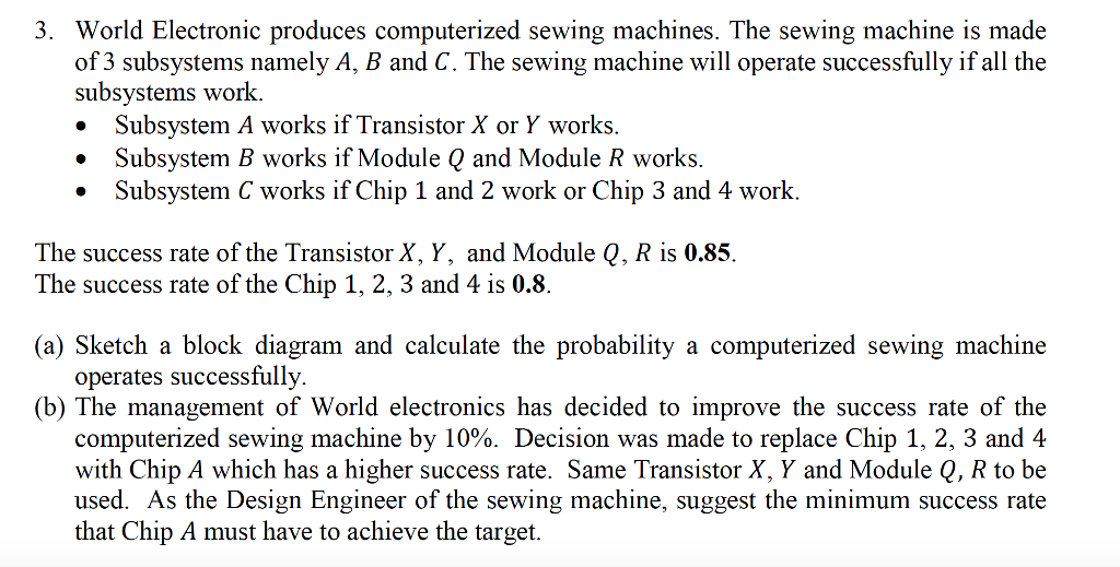 3. World Electronic produces computerized sewing | Chegg.com