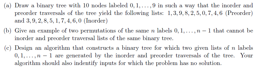 Solved (a) Draw a binary tree with 10 nodes labeled | Chegg.com