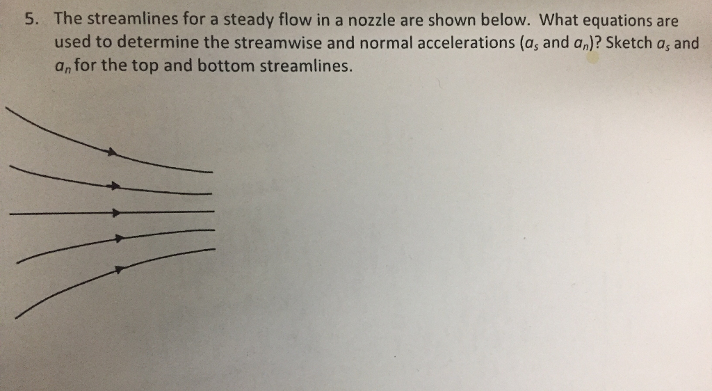 Solved 5. The streamlines for a steady flow in a nozzle are | Chegg.com