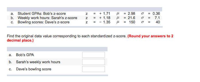 Solved Find the original data value corresponding to each | Chegg.com