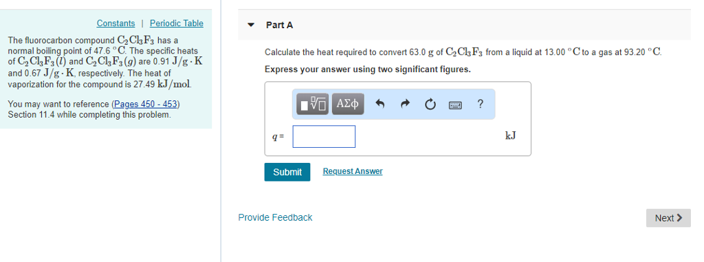 Solved Part A The fluorocarbon compound C2ClaF3 has a normal | Chegg.com
