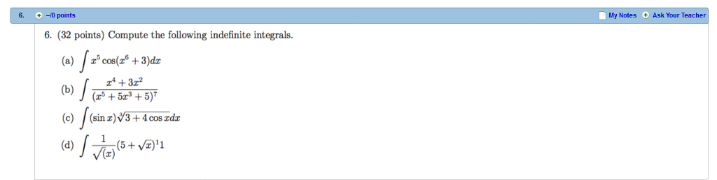 Solved Compute the following indefinite integrals. (a) | Chegg.com