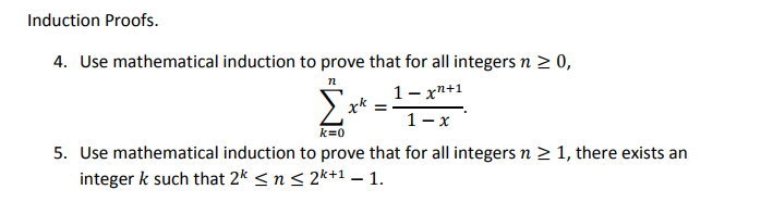 Solved Induction Proofs. 4. Use mathematical induction to | Chegg.com