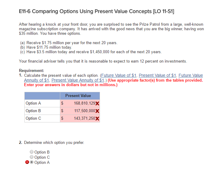 Solved Comparing Options Using Present Value Concepts [LO | Chegg.com