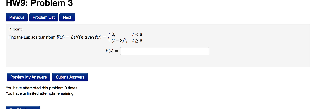 Solved HW9: Problem 3 Previous Problem List Next 1 point) | Chegg.com