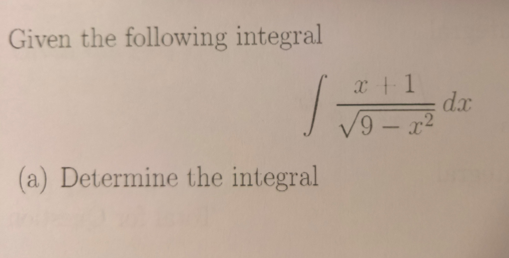 Solved Given the following integral integral x + | Chegg.com