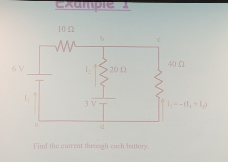 Solved 10Ω 40 Ω I. 个S20 Ω 3 V Find the current through each | Chegg.com