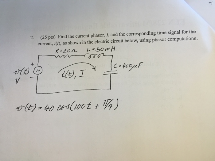 Solved Find the current phasor, I, and the corresponding | Chegg.com