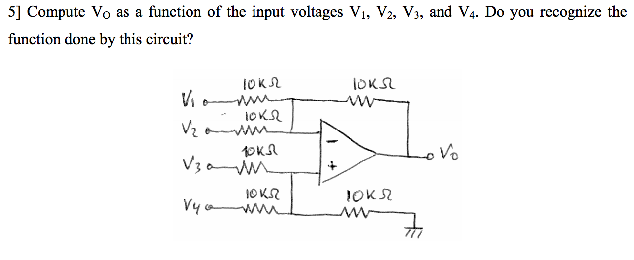 Solved Compute V_0 as a function of the input voltages | Chegg.com