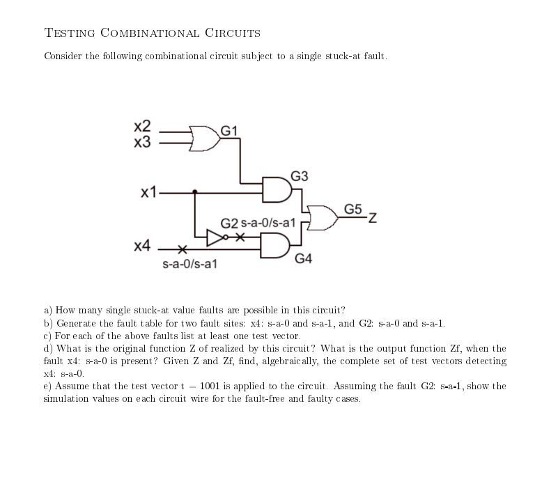 TESTING COMBINATIONAL CIRCUITS Consider the following | Chegg.com TESTING COMBINATIONAL CIRCUITS Consider the following | Chegg.com