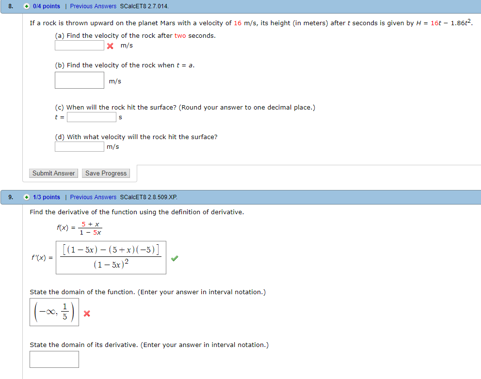 Solved 8. +0/4 points | Previous Answers SCalcET8 2.7.014 If | Chegg.com