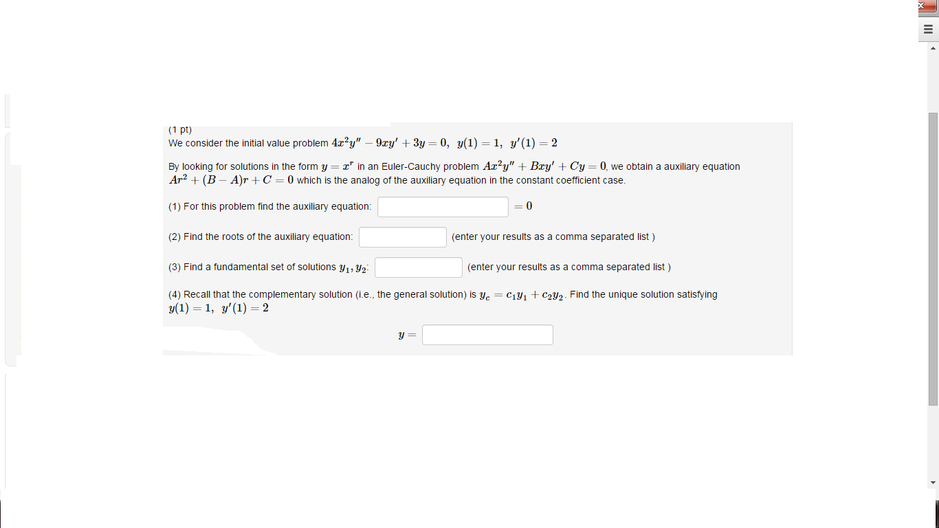 Solved We consider the initial value problem 4x^2y'' - 9xy' | Chegg.com