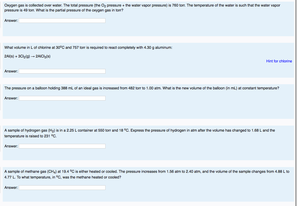 Solved Oxygen gas is collected over water. The total | Chegg.com