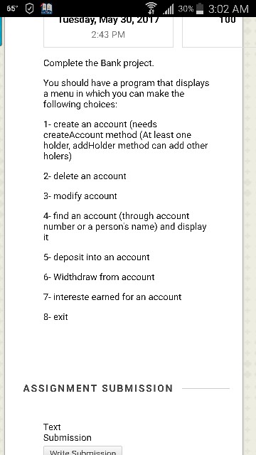 Solved 65 AA 30% 3:02 AM uesday ay 2:43 PM Complete the Bank | Chegg.com