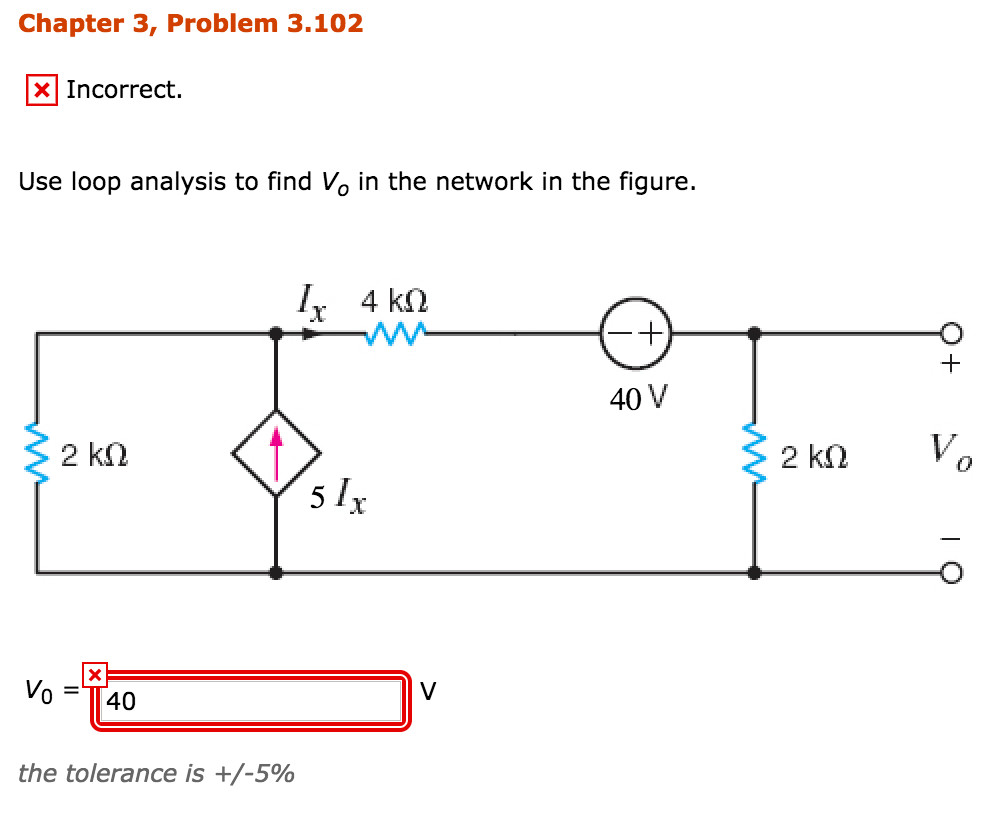 Solved Chapter 3, Problem 3.102 XIncorrect. Use loop | Chegg.com