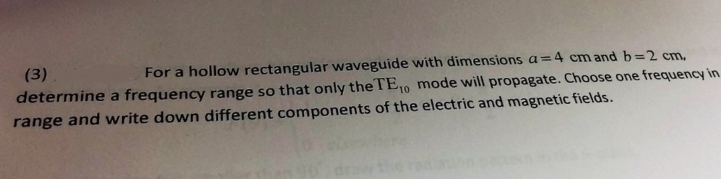 Solved For a hollow rectangular waveguide with dimensions a | Chegg.com