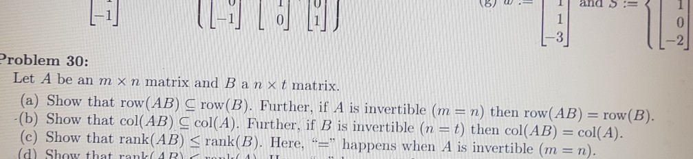 Solved the question asks let Matrix A be a mxn matrix and B | Chegg.com