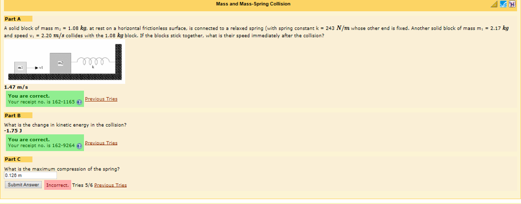 Solved Mass and Mass-Spring Collision Part A 2.17 kg A solid | Chegg.com