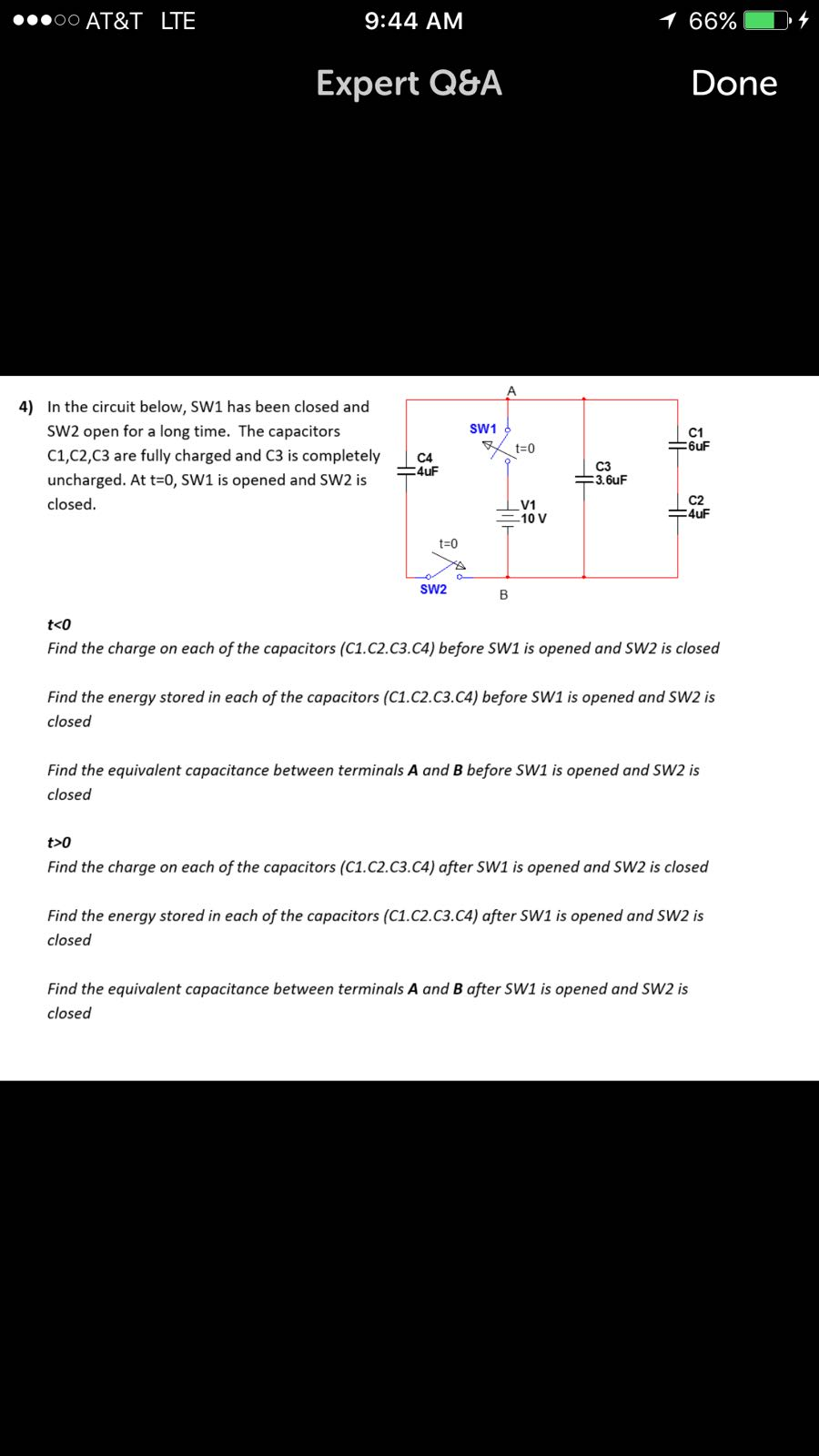 Solved In the circuit below, SW1 has been closed and SW2 | Chegg.com