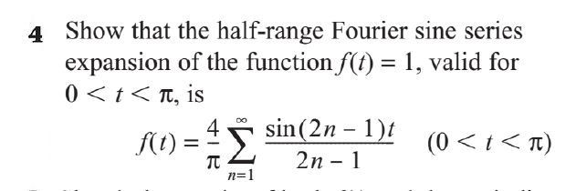 Solved 4 Show that the half-range Fourier sine series | Chegg.com