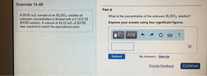 Solved A 29.00 mL sample of an H_2SO_4 solution of unknown | Chegg.com