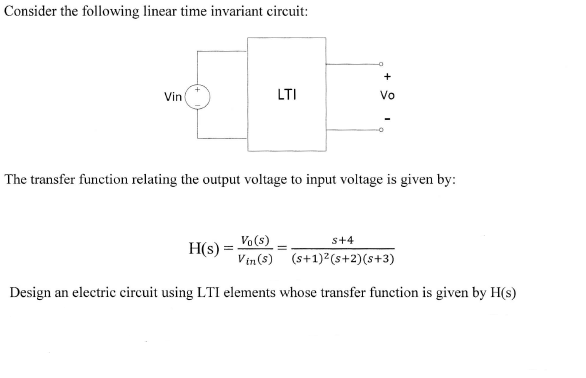 Consider the following linear time invariant circuit: | Chegg.com