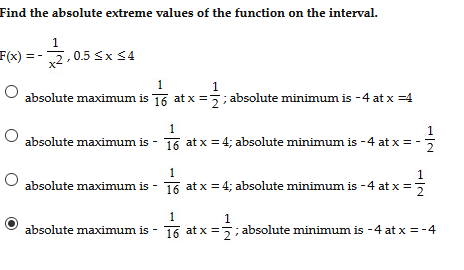 Solved Find the absolute extreme values of the function on | Chegg.com