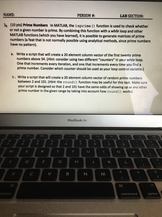 Solved In MATLAB, the isprime () function is used to check | Chegg.com