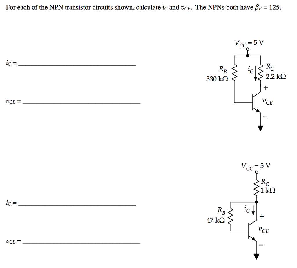 Solved For each of the NPN transistor circuits shown, | Chegg.com