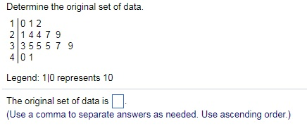 Solved Determine the original set of data. Legend: 1|0 | Chegg.com