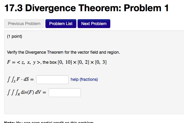 Solved 17.3 Divergence Theorem: Problem 1 Previous Problem | Chegg.com