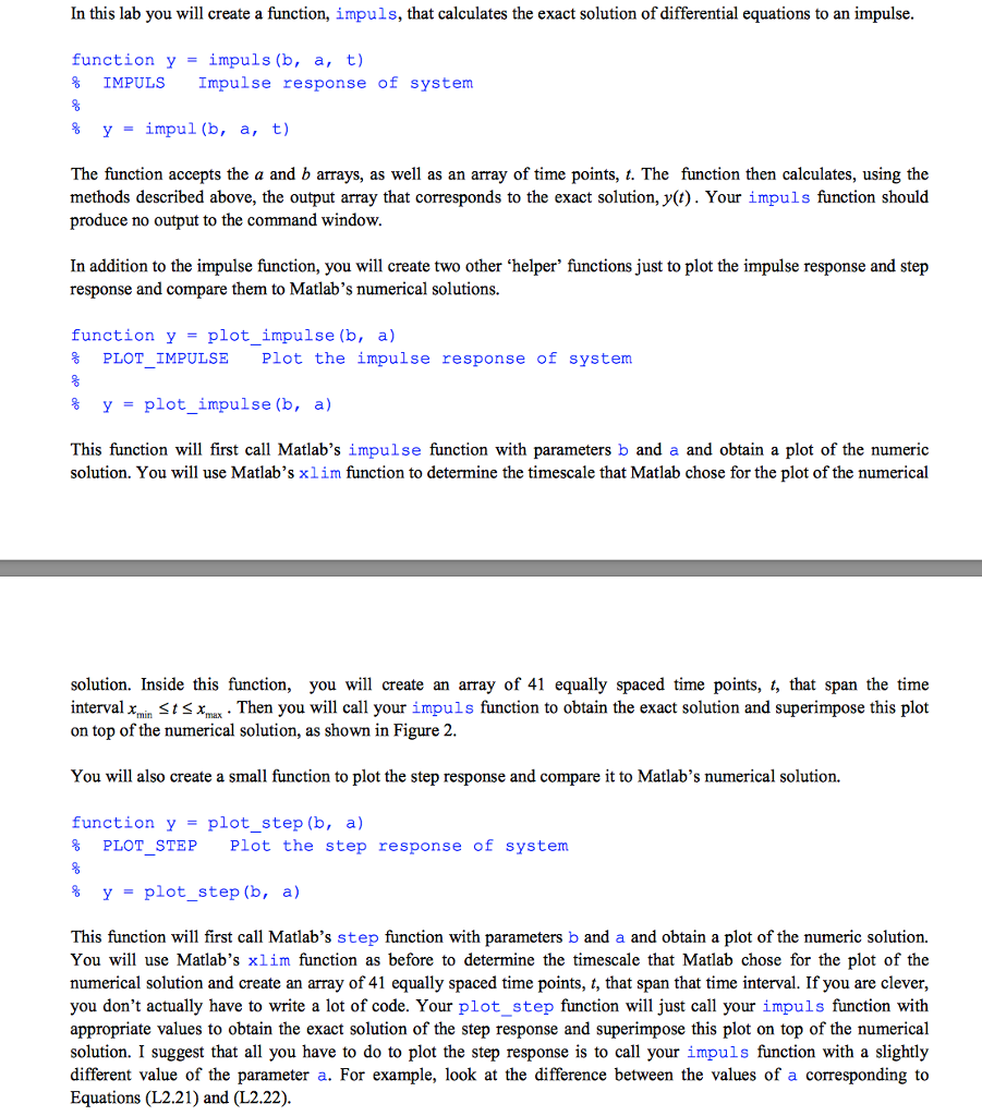 Solved In this lab you will create a function, impuls, that | Chegg.com