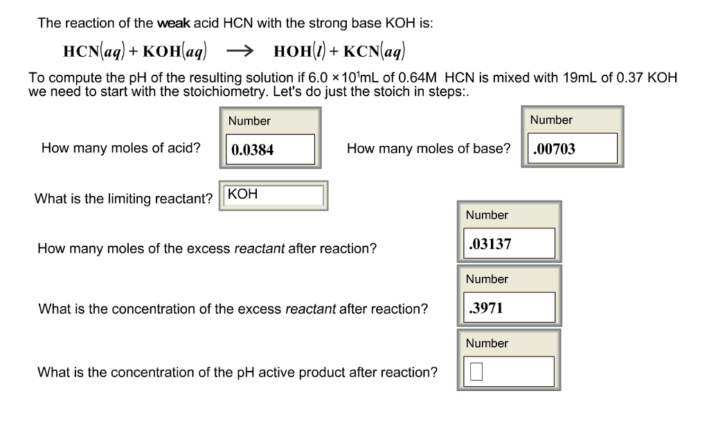 Solved The reaction of the weak acid HCN with the strong | Chegg.com