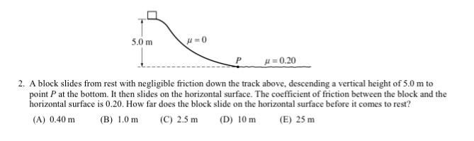 Solved A block slides from rest with negligible friction | Chegg.com