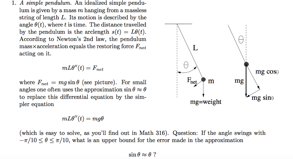 Solved A simple pendulum. An idealized simple pendulum is | Chegg.com