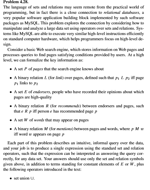 Solved 4.28. Problem The language of sets and relations may | Chegg.com
