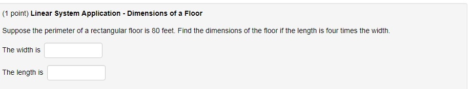 Solved Suppose the perimeter of a rectangular floor is 80 | Chegg.com